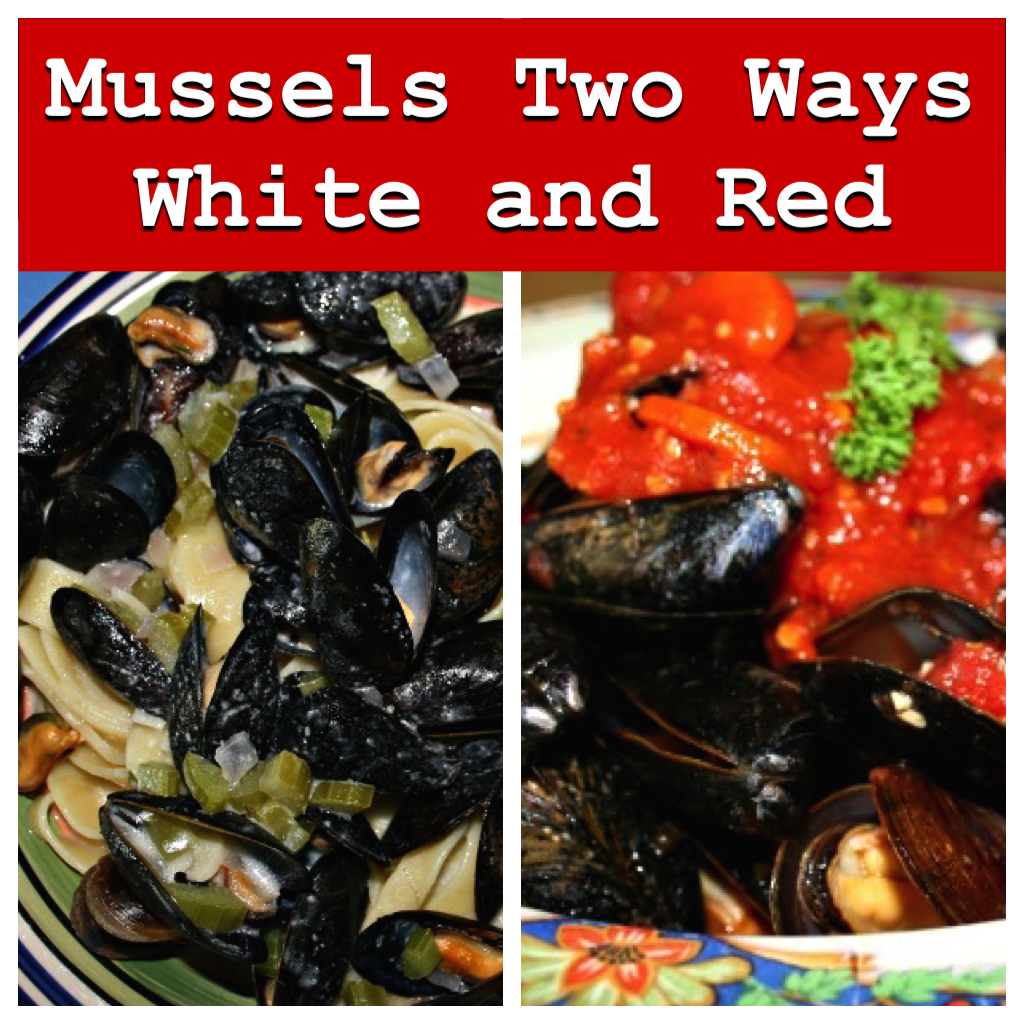 Mussels 2 ways - white and red ~ Chews and Brews