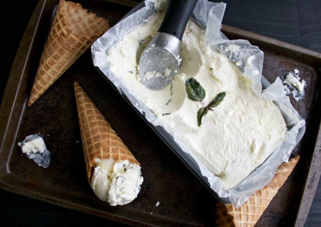 Lime Basil No Churn Ice Cream ~ Chews and Brews